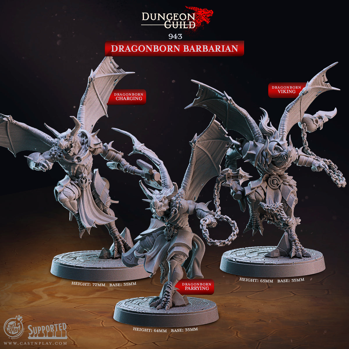 Dragonborn Barbarian, Cast N Play, Dungeon Guild – Daedalus Studios